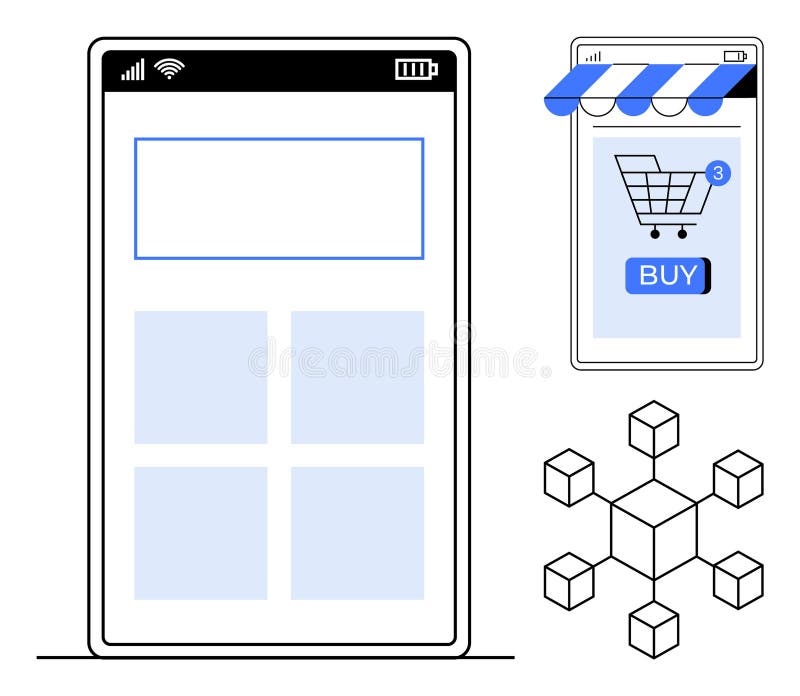 Mobile E-commerce and Digital Connectivity Stock Vector - Illustration ...