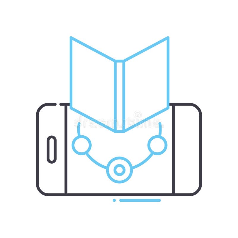 Mobile E-learning Line Icon, Outline Symbol, Vector Illustration ...