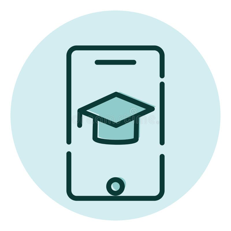 Mobile education, icon stock vector. Illustration of black - 259399613
