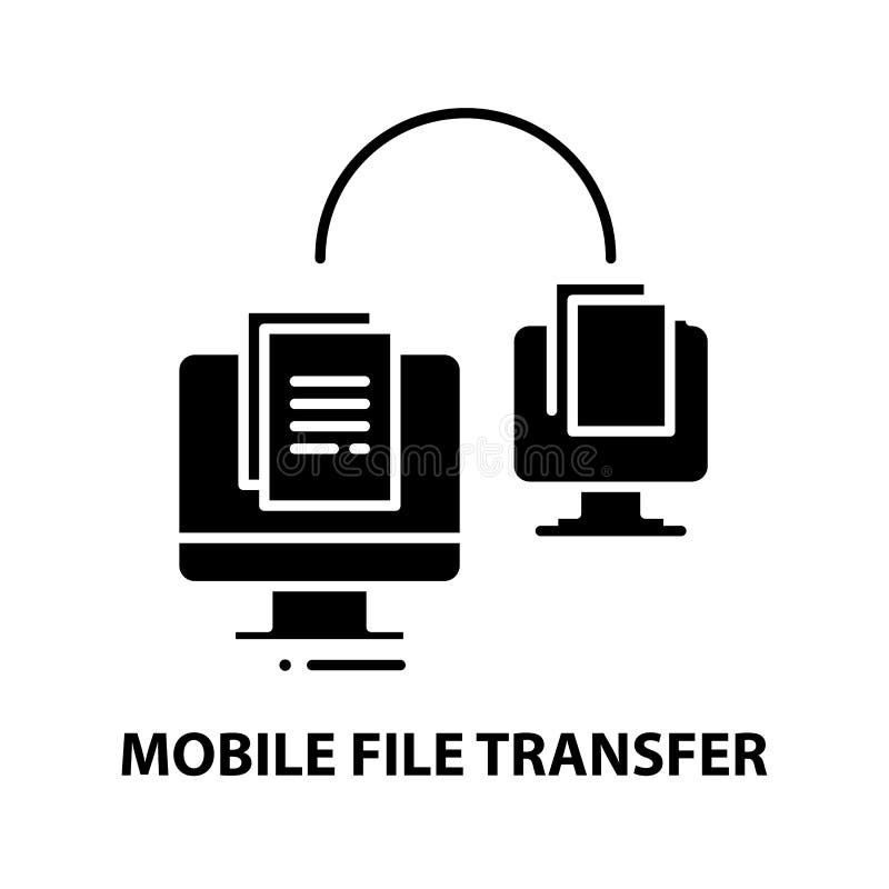 Mobile File Transfer Icon, Black Vector Sign with Editable Strokes ...
