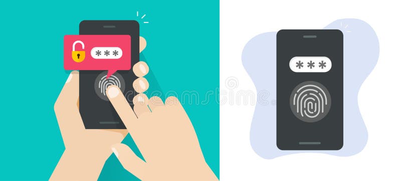 Fingerprint Touch Identification Symbols, Hand Drawn Vector Stock ...