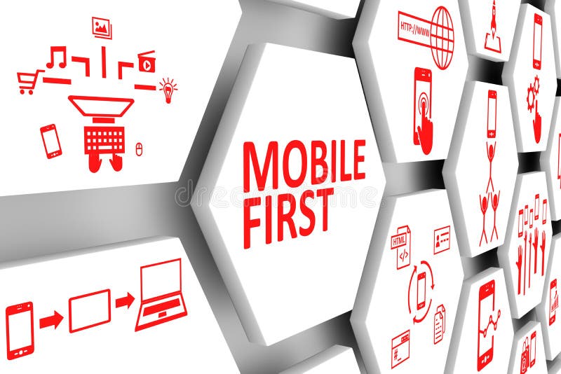 MOBILE FIRST Concept Cell Background Stock Illustration - Illustration ...