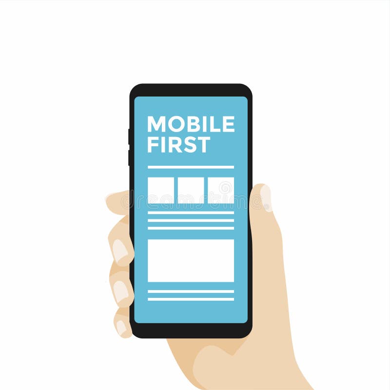 Mobile First Illustration. Outline Icons: Smartphone, Tablet, Laptop ...