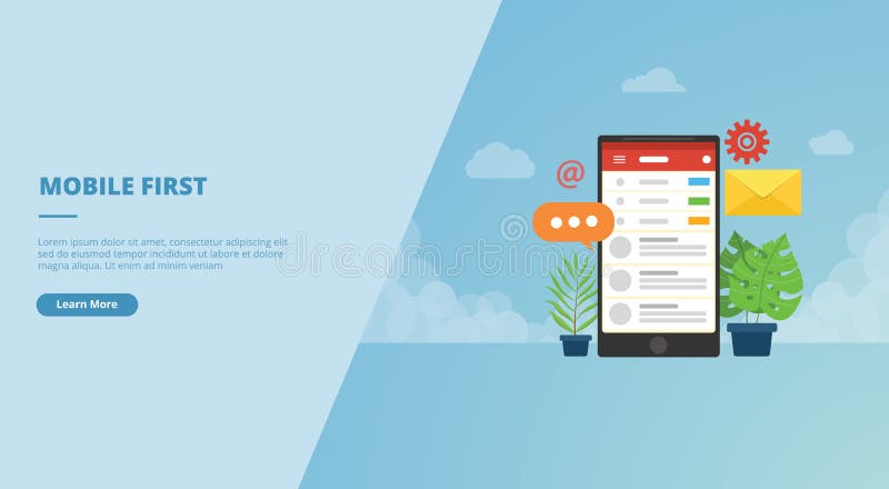 Mobile First Concept for Website Landing Homepage Template Banner or ...
