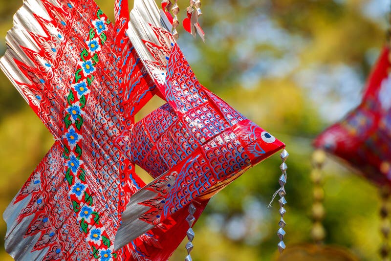 Mobile Fish Made with Palm Leaf Stock Photo - Image of souvenir, thai ...