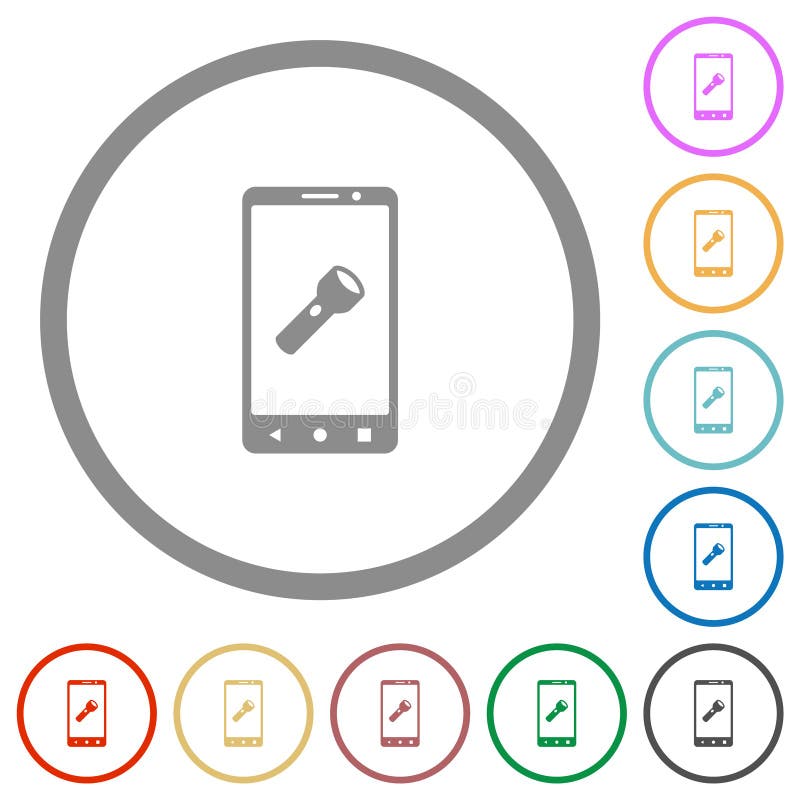 Mobile Flashlight Flat White Icons in Square Backgrounds Stock Vector ...