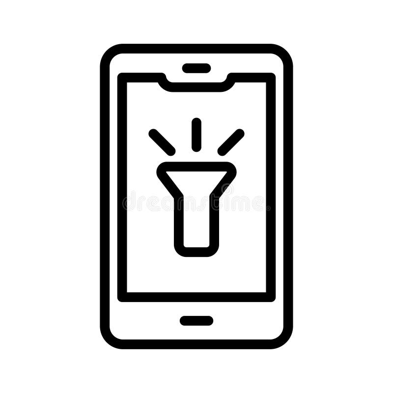 Mobile Flashlight Flat White Icons in Square Backgrounds Stock Vector ...