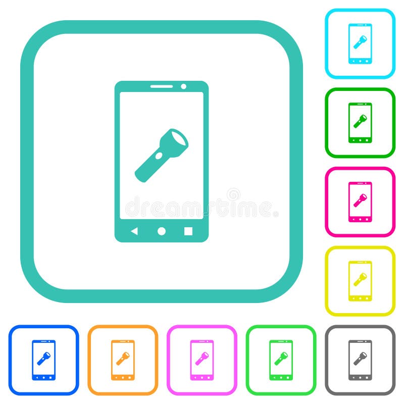 Mobile Flashlight Flat White Icons in Square Backgrounds Stock Vector ...