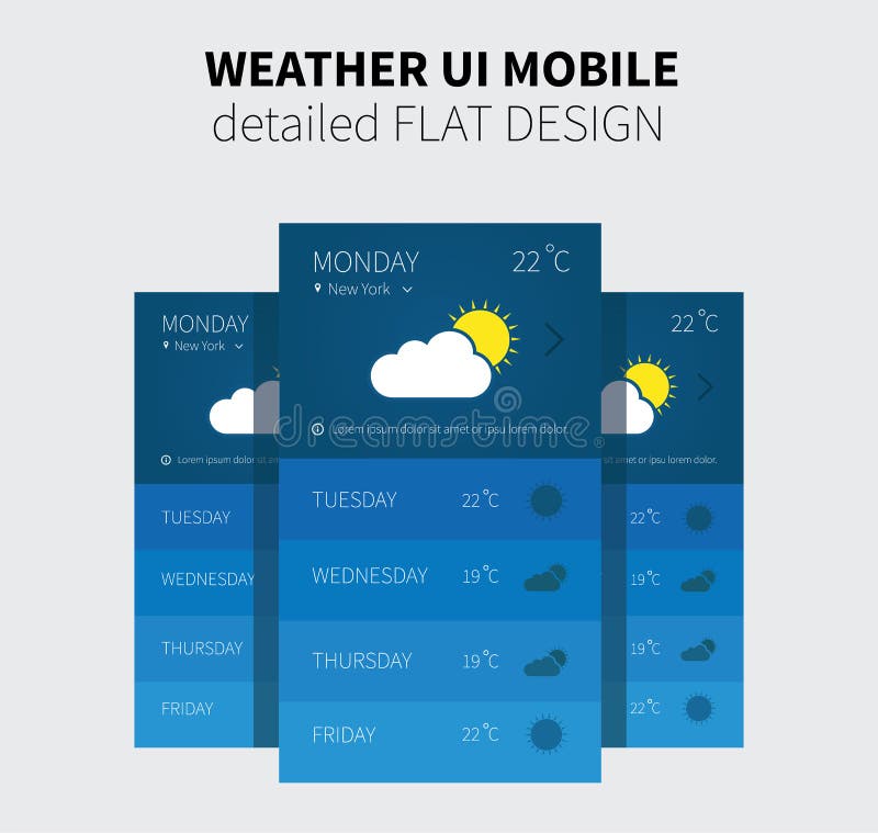 Mobile Flat Design of Weather Forecast Stock Illustration ...