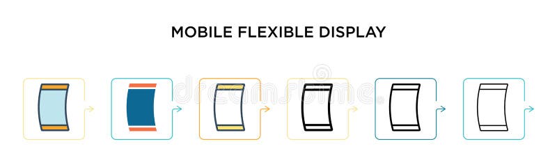 Mobile Flexible Display Vector Icon in 6 Different Modern Styles. Black ... Mobile Flexible Display Vector Icon in 6 Different Modern Styles. Black ...