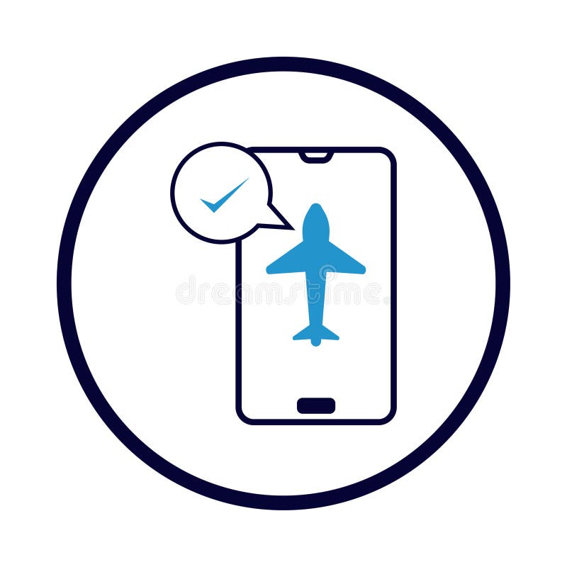 Mobile, Flight, Plane, Online, Mobile Online Flight Check-in Icon Stock ...
