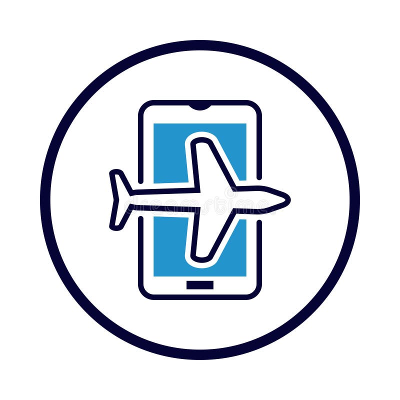 Mobile, Flight, Plane, Online, Mobile Online Flight Check-in Icon Stock ...