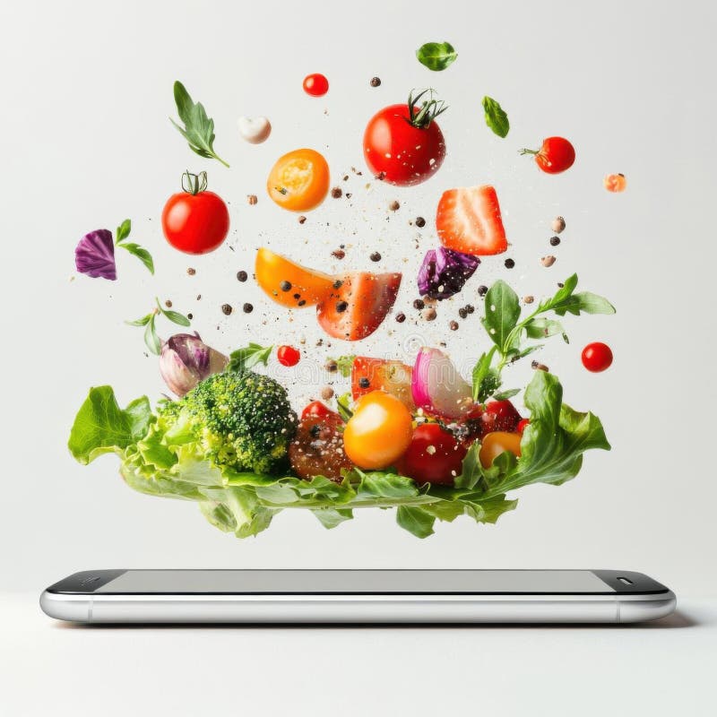 Mobile Food Ordering, Fresh Produce Delivery Stock Illustration ...