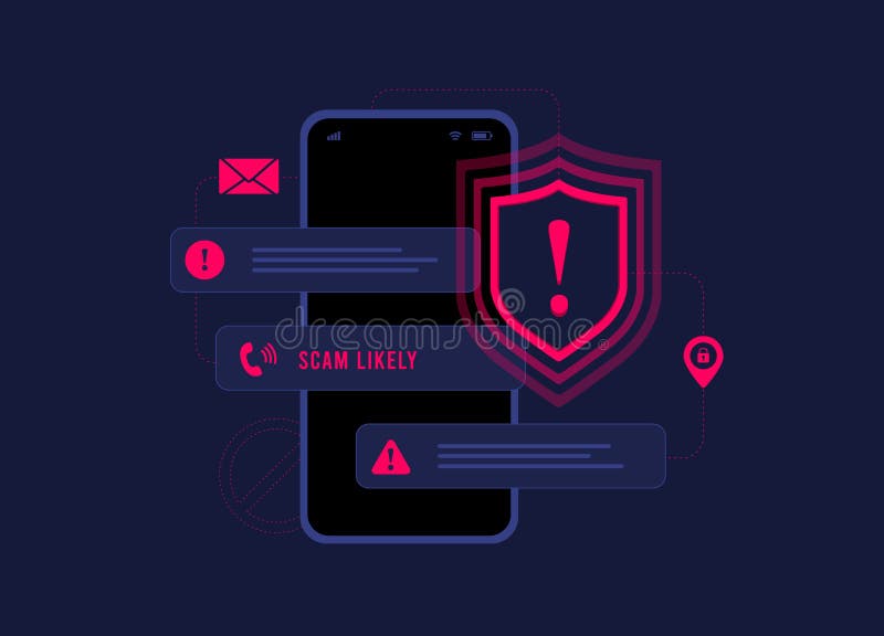 Mobile Fraud Alert, Phone Scam, Online Warning. Spam Distribution or ...