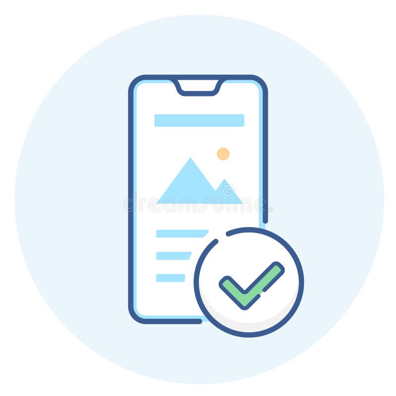 Mobile Friendly Line Icon. Smartphone with Check Mark Outline ...