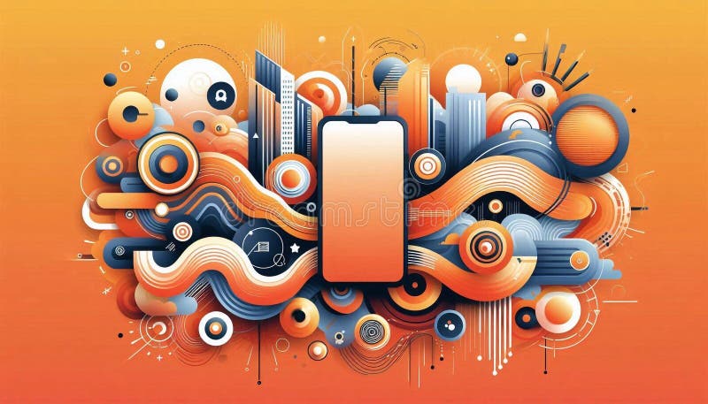 Mobile-friendly Orange Wave Banner Design Stock Illustration ...