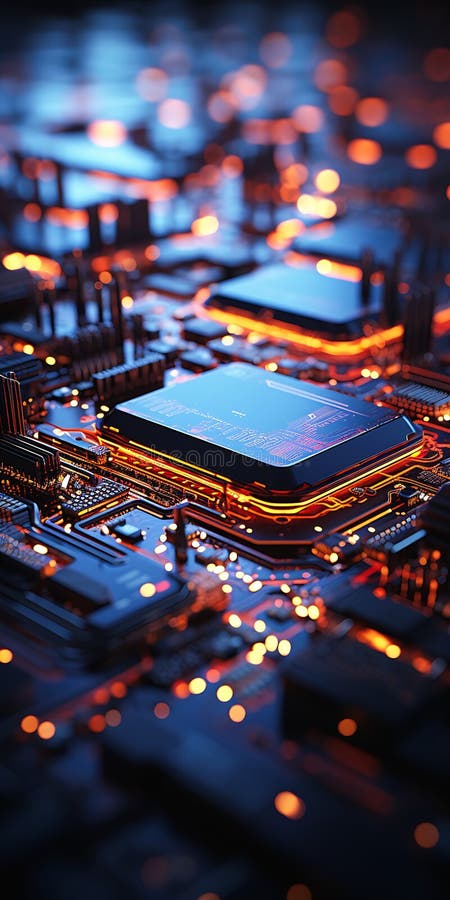 The Mobile Future of Technology: Closeup of a Computer Chip Moth Stock ...