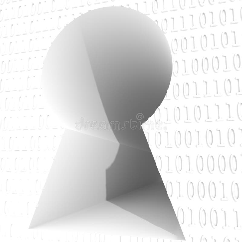 Keyhole with Binary Machine Language. Cyber Security Concept. 3D Render ...