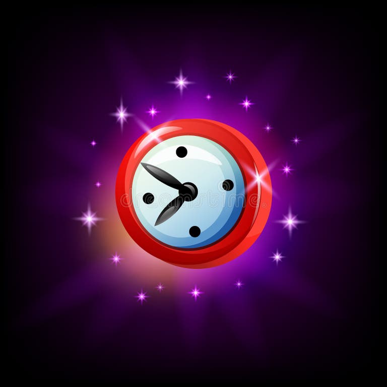 Mobile Game Clock or Timer Icon on Black Background. Vector Graphic ...