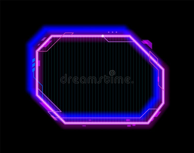 Mobile Game Electronic Neon UI Menu Frame Stock Illustration ...