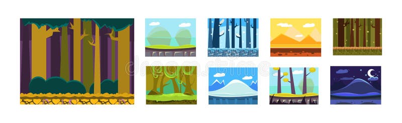 Mobile Game Horizontal Backgrounds and Scenery Vector Set Stock Vector ...