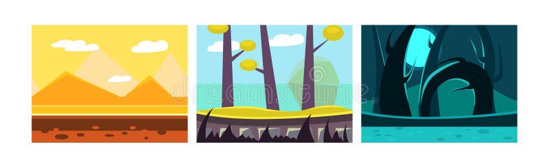Mobile Game Horizontal Backgrounds and Scenery Vector Set Stock ...