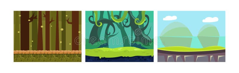 Mobile Game Horizontal Backgrounds and Scenery Vector Set Stock Vector ...