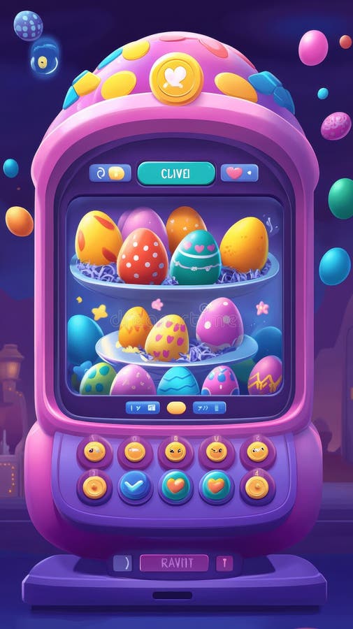 Mobile Game Interface, Easter Egg Claw Machine, Colorful Eggs, Playful ...
