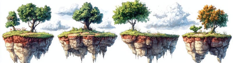 A Mobile Game Level Featuring Floating Island Platforms for Jumping ...