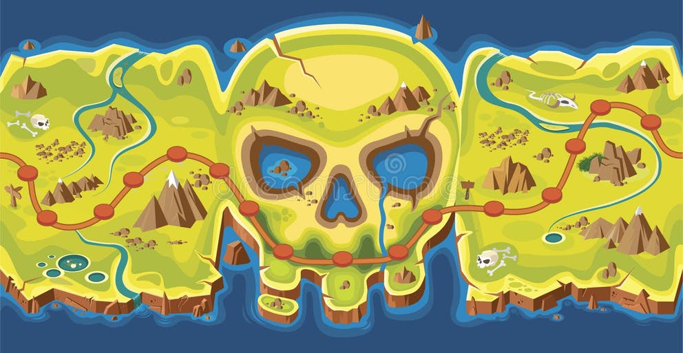 Mobile Game Map Design. Horizontal Map Stock Vector - Illustration of ...