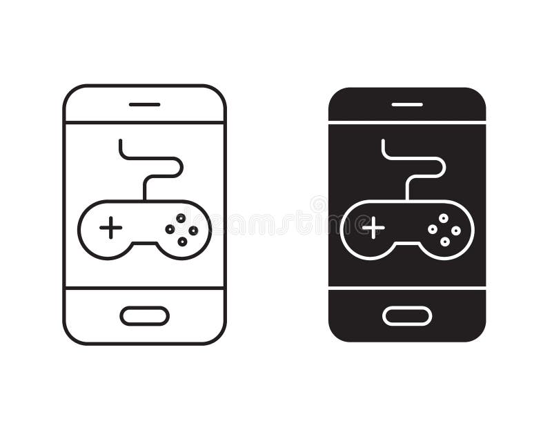 Mobile Game Outline Icon Collection or Set. Mobile Game Thin Vector Line Art Stock Illustration ...