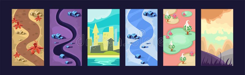 Mobile Game Vertical Backgrounds and Scenery Vector Set Stock Vector ...