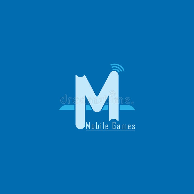 Mobile Games Logo. Light Blue Vector Logo Design and Background Stock ...