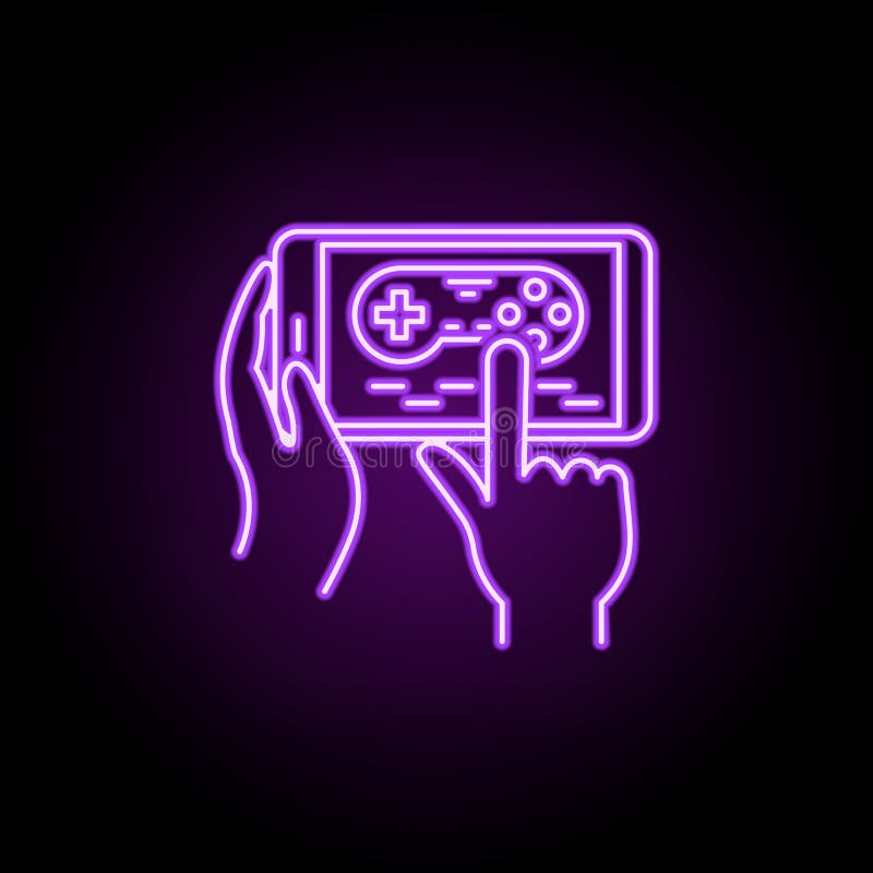 Mobile Games Outline Icon. Elements of Game Development in Neon Style ...