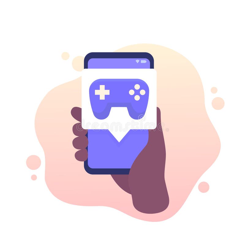 Mobile Games, Phone in Hand Vector Illustration Stock Vector ...