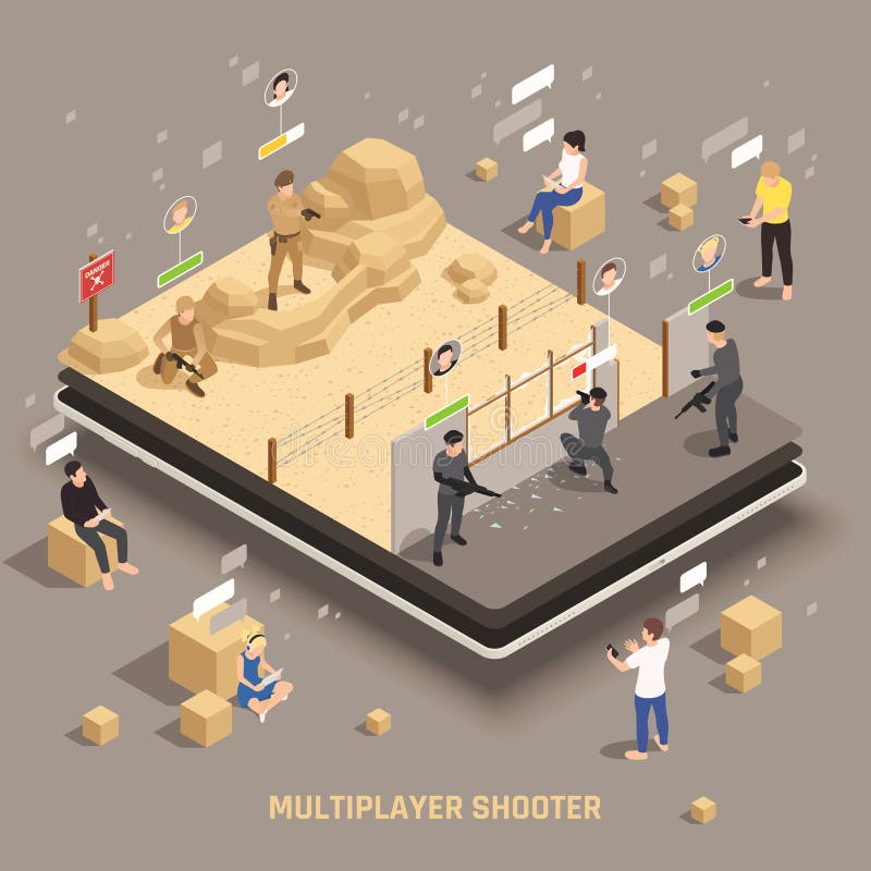 Mobile Gaming Isometric Composition Stock Vector - Illustration of ...