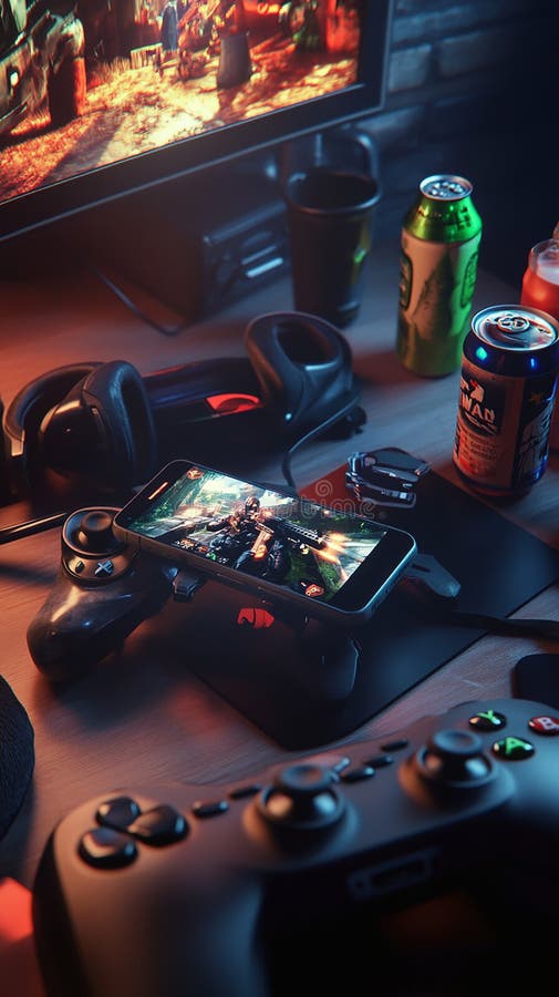 A Mobile Gaming Setup with a Phone Mounted on a Controller, Ready for ...