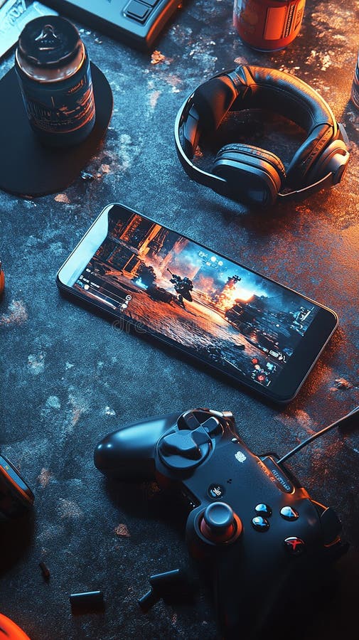 A Mobile Gaming Setup with a Phone Mounted on a Controller, Ready for ...