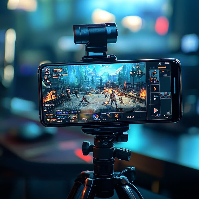 A Mobile Gaming Setup with a Phone Mounted on a Controller, Ready for ...