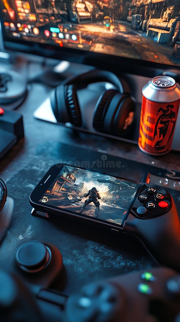 A Mobile Gaming Setup with a Phone Mounted on a Controller, Ready for ...