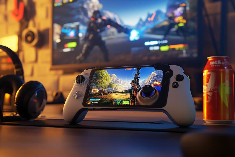 A Mobile Gaming Setup with a Phone Mounted on a Controller, Ready for ...