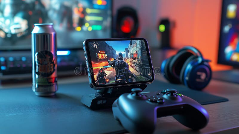 A Mobile Gaming Setup with a Phone Mounted on a Controller, Ready for ...