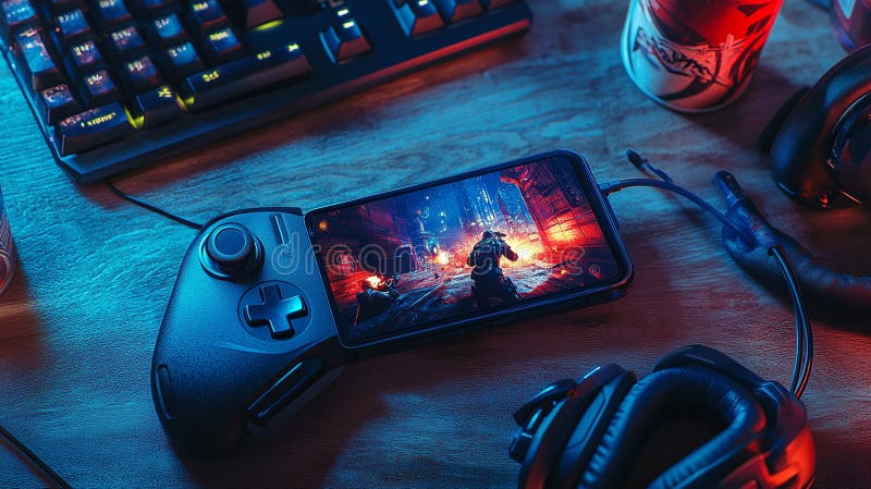 A Mobile Gaming Setup with a Phone Mounted on a Controller, Ready for ...
