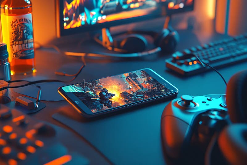 A Mobile Gaming Setup with a Phone Mounted on a Controller, Ready for ...