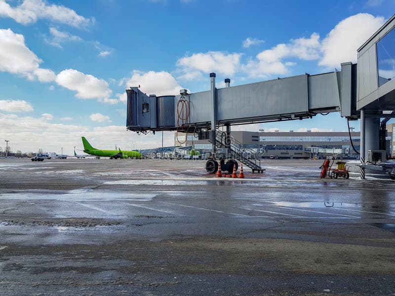 Mobile Gangway for Entering the Plane Stock Image - Image of field ...