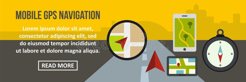 Mobile Gps Navigation Banner Horizontal Concept Stock Vector ...