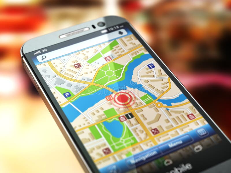 Mobile GPS Navigation Concept. Smartphone with City Map on the S Stock ...
