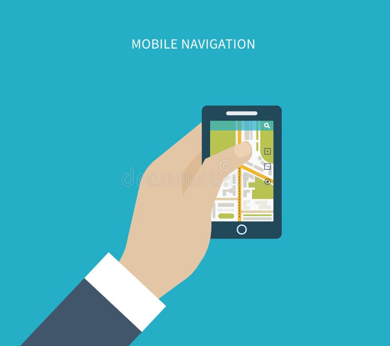 Mobile Gps Navigation on Mobile Phone with Map Stock Vector ...