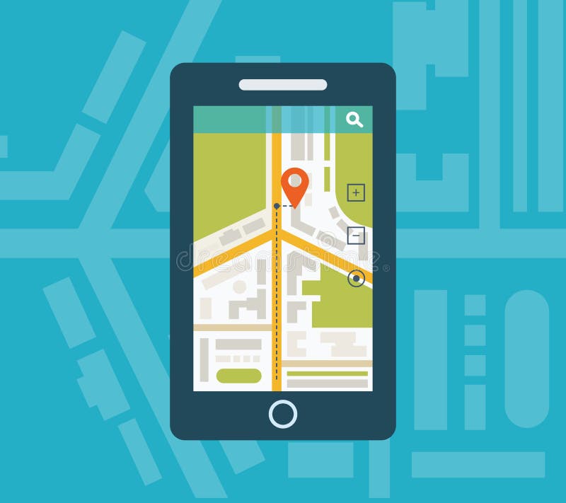 Mobile Gps Navigation on Mobile Phone with Map Stock Vector ...