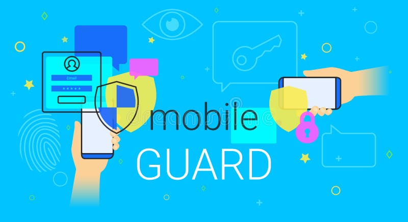 Mobile Guard App on Smartphone Concept Illustration Stock Vector ...